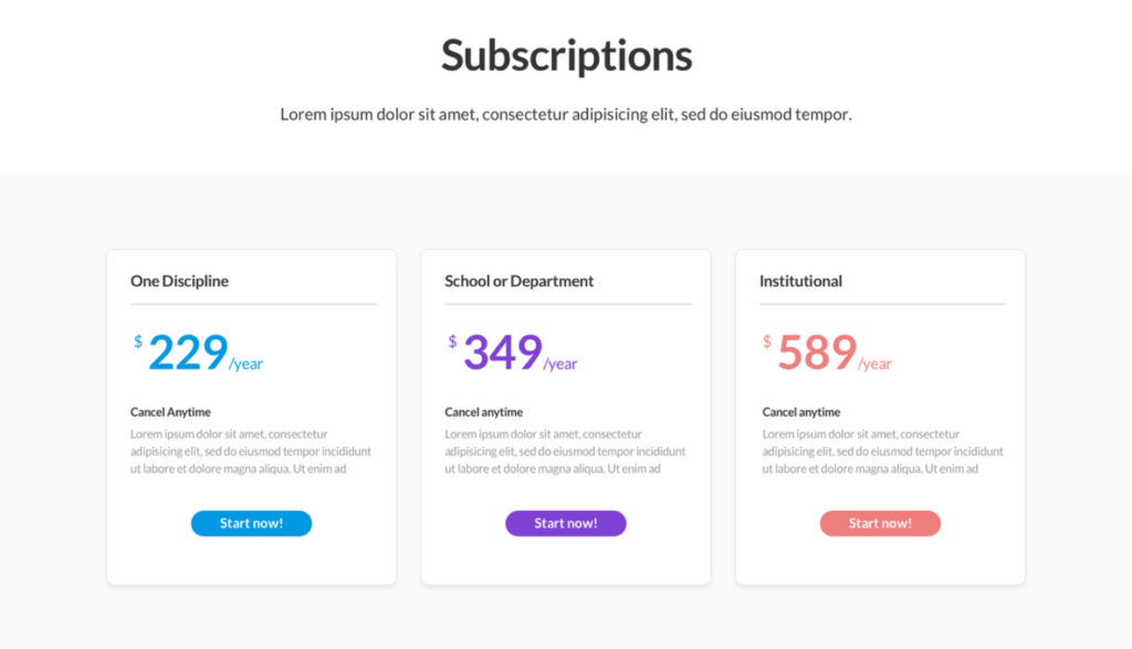 Subscriptions based on user type - My Marketplace Builder