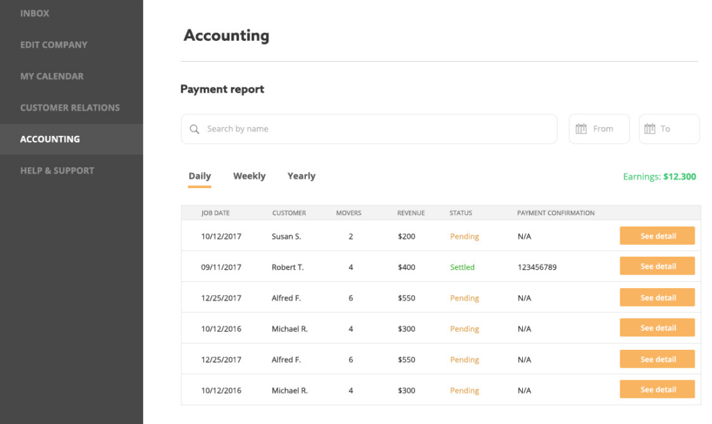 Payment report - My Marketplace Builder