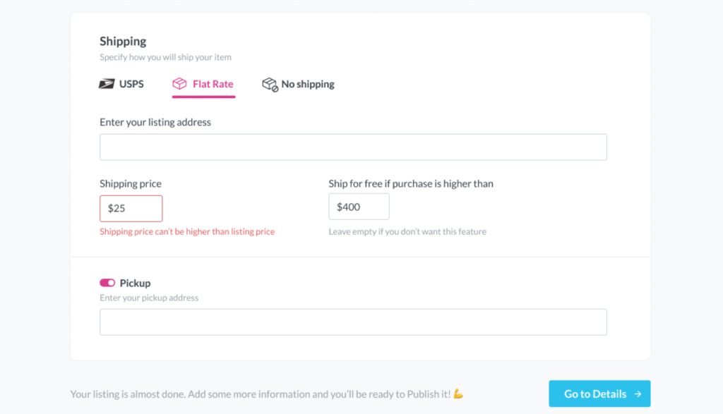Free shipping threshold - My Marketplace Builder
